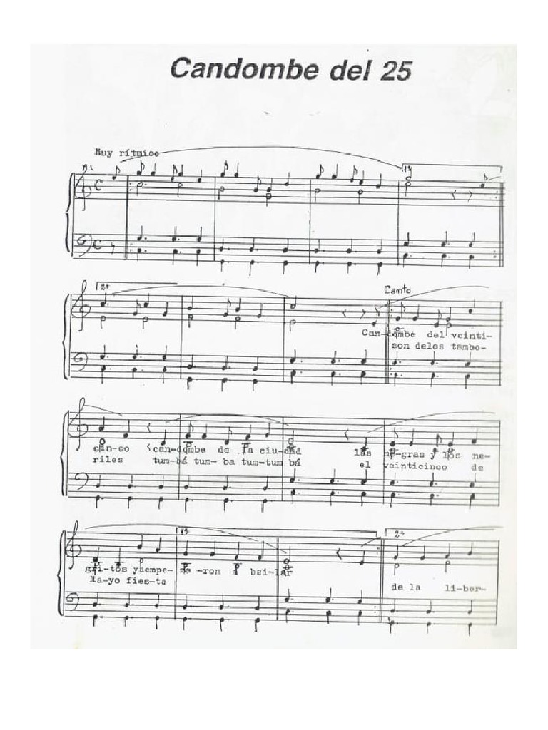 Candombe Del 25 Partitura y Letra | PDF