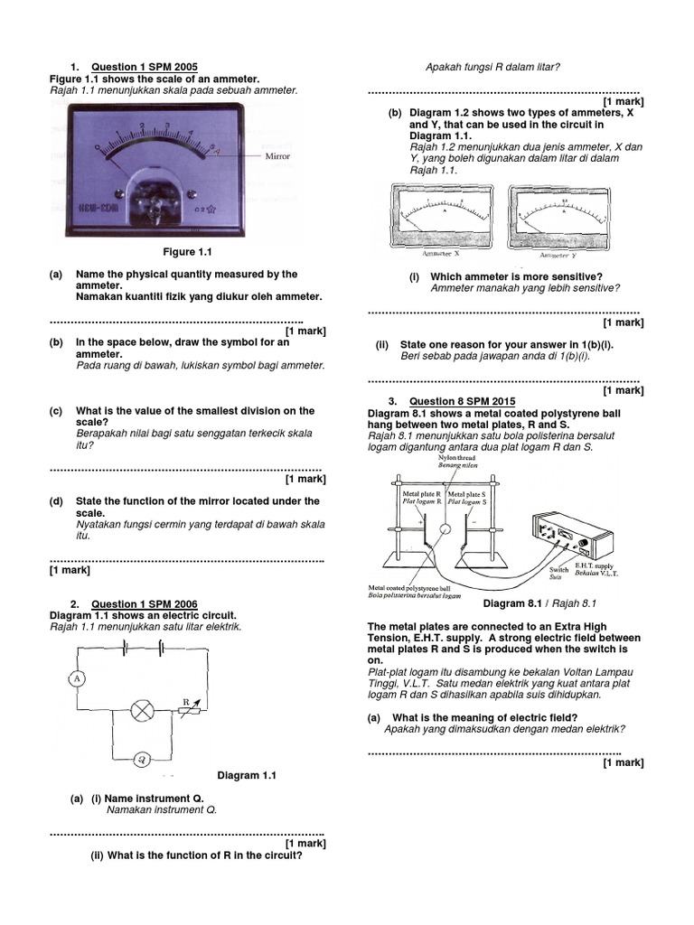 Chapter 7 Electricity Paper 2 SPM | PDF | Incandescent Light Bulb ...