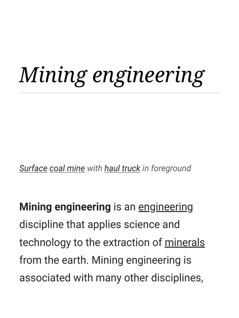Mining Engineering PDF | PDF