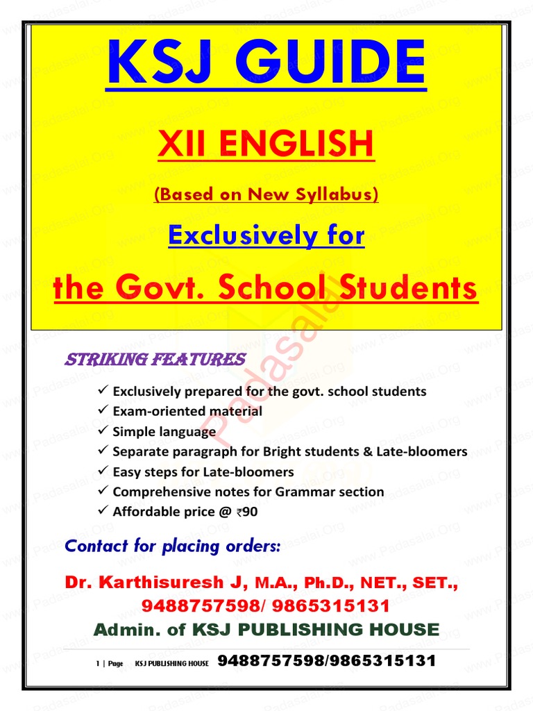 KSJ Guide for 12th English Students | PDF | Languages | Language Arts ...