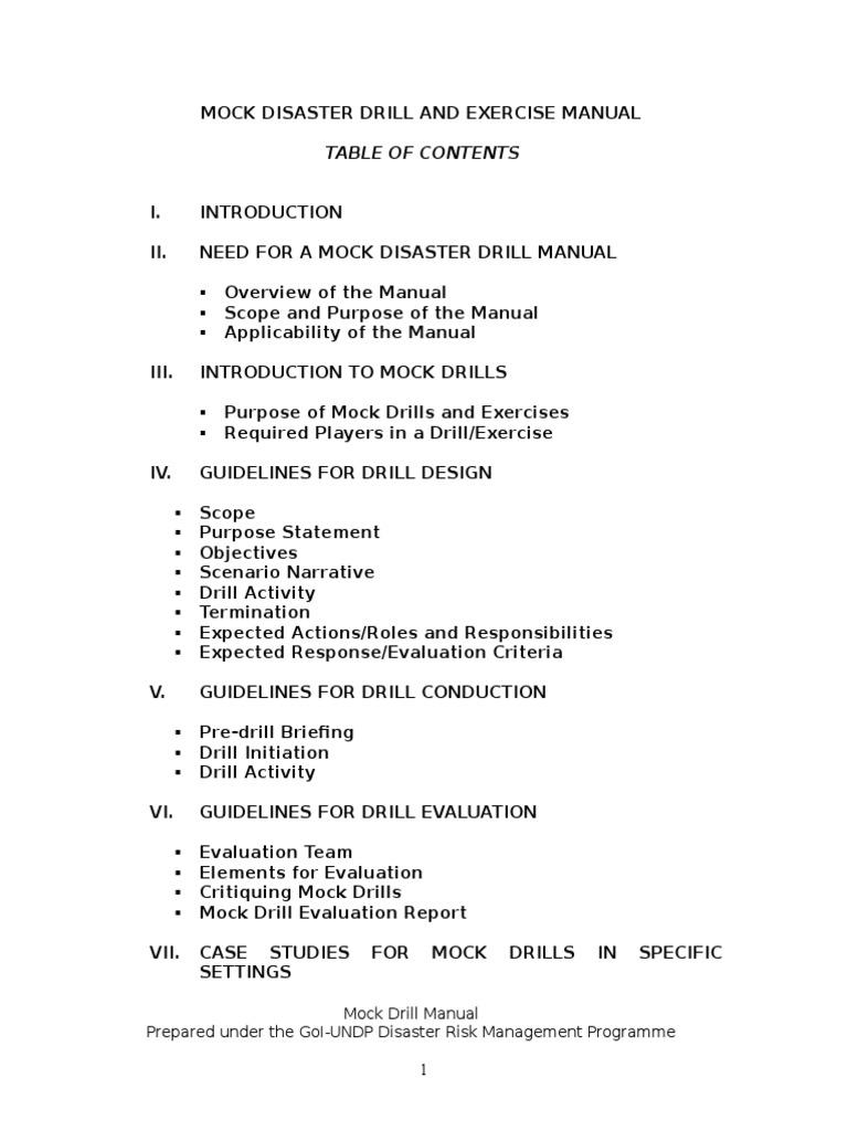 Mock Drill Manual Final Version | PDF | Emergency Management | Risk ...