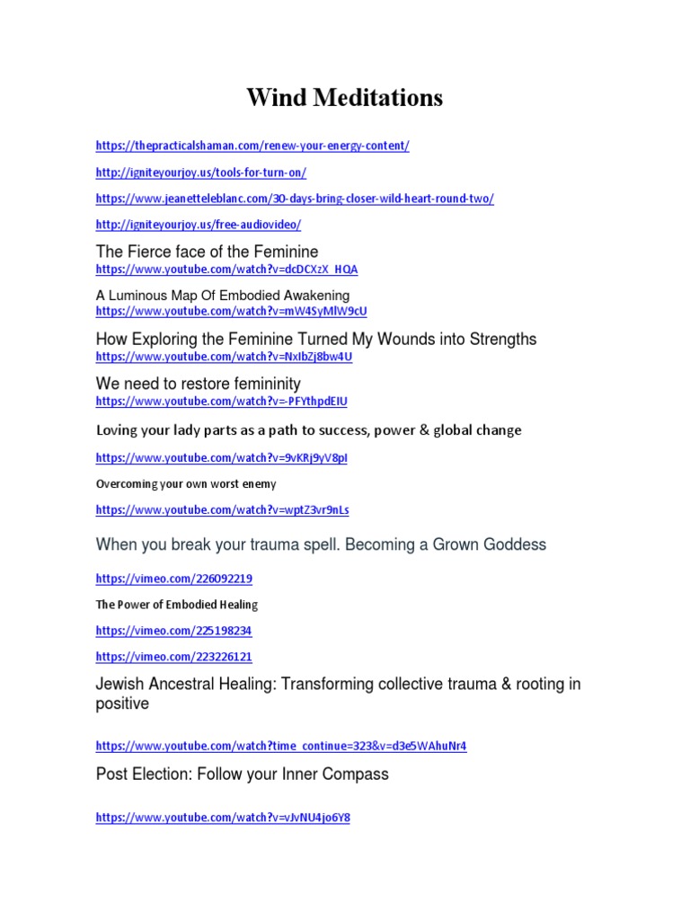 Wind Meditations for Energy Renewal | PDF | Femininity | Meditation
