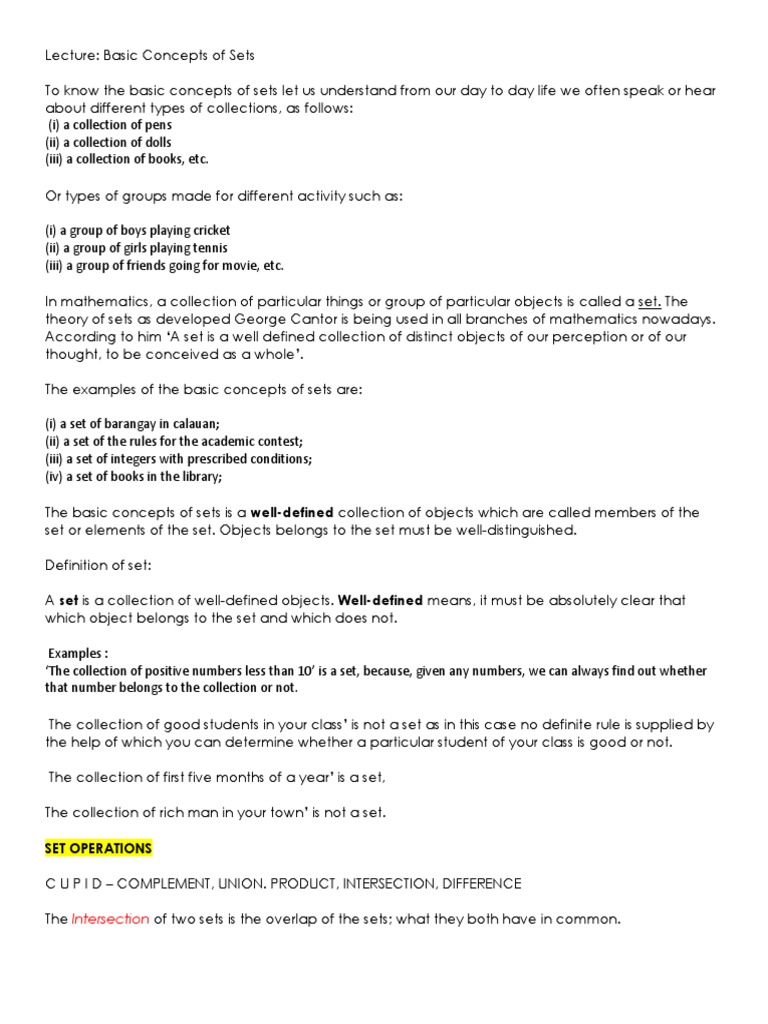 Intersection Set Operations Pdf Set Mathematics Group