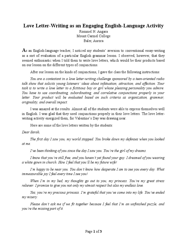 Engaging Love Letter Writing Activity | PDF | Love
