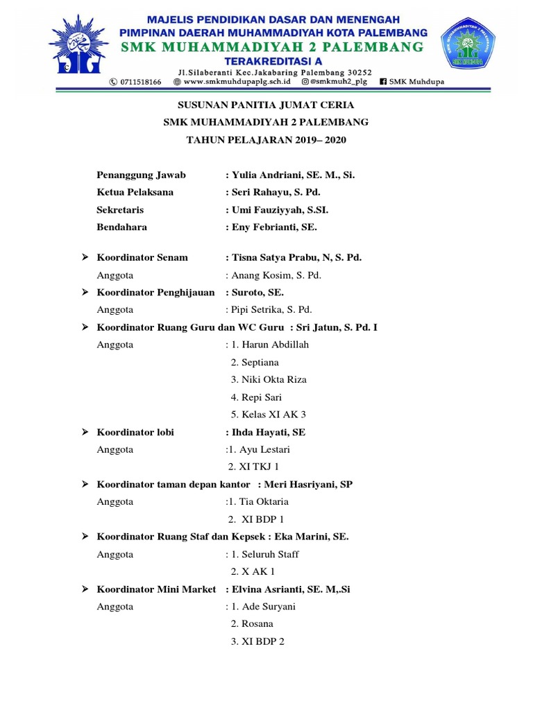 Contoh Susunan Panitia | PDF