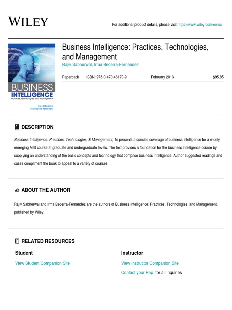 Wiley - Business Intelligence - Practices, Technologies, and Management ...