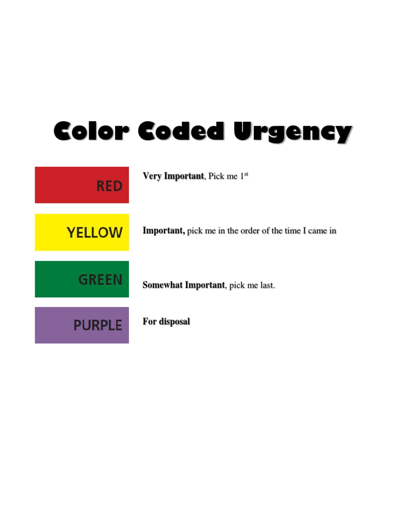 Color Coded Urgency: Very Important, Pick Me 1 | PDF