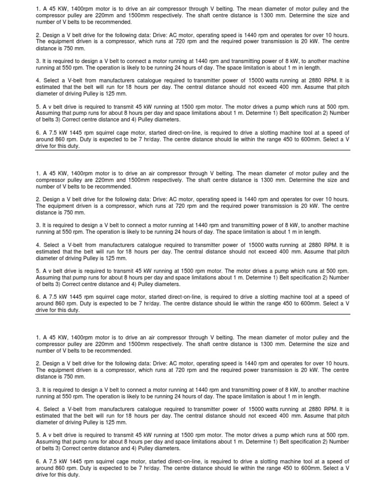 Design of Multiple V-Belt Drives for Various Industrial Machinery ...