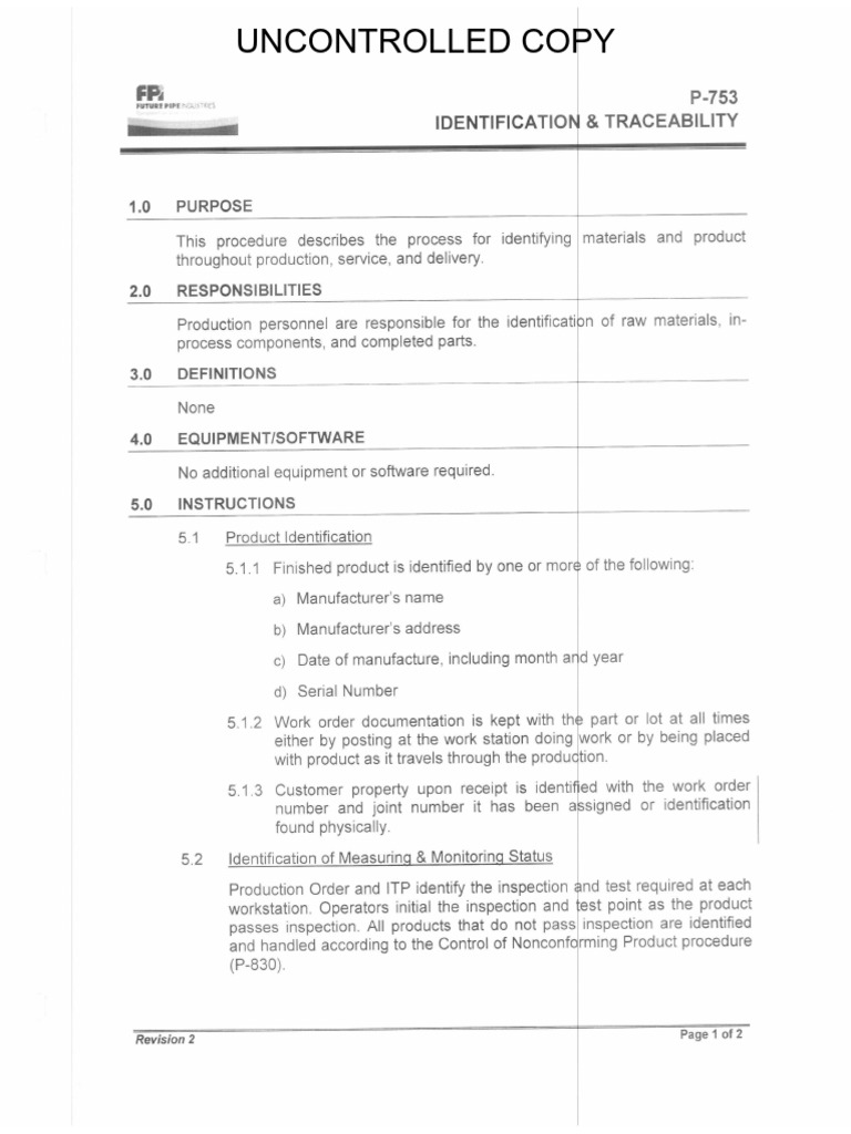 P-753 Identification Traceability | PDF