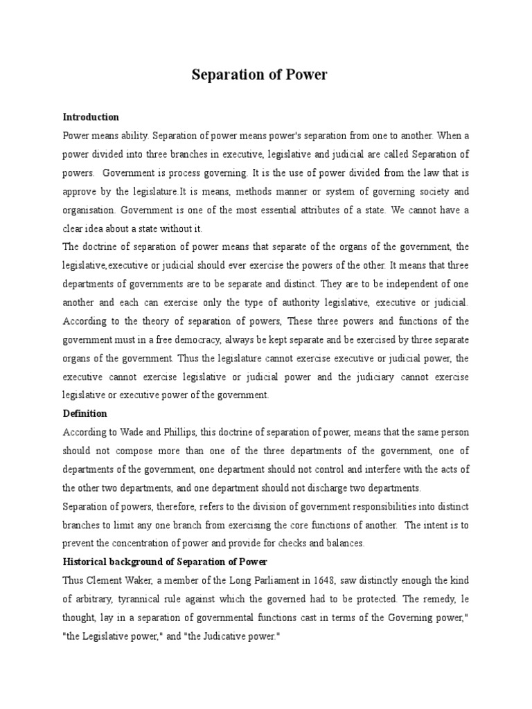 Understanding the Origins, Principles, and Effects of the Separation of ...