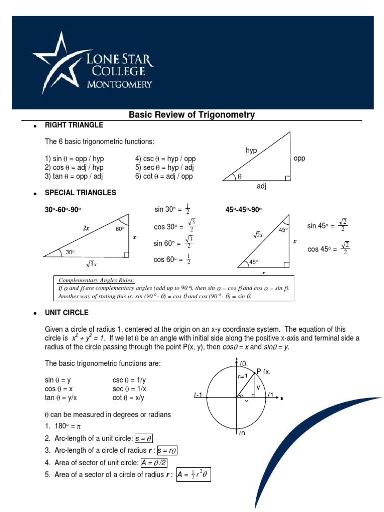 Trigo Formulas PDF | PDF | Trigonometric Functions | Sine