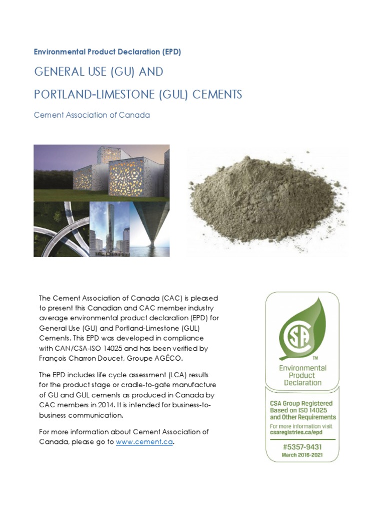 Cac Epd (Gu, Gul) | PDF | Life Cycle Assessment | Cement