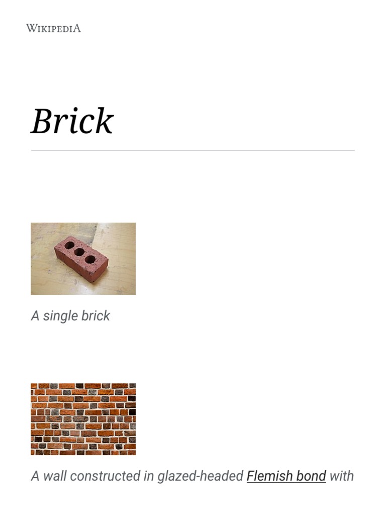 Brick - Wikipedia PDF | PDF | Brick | Concrete