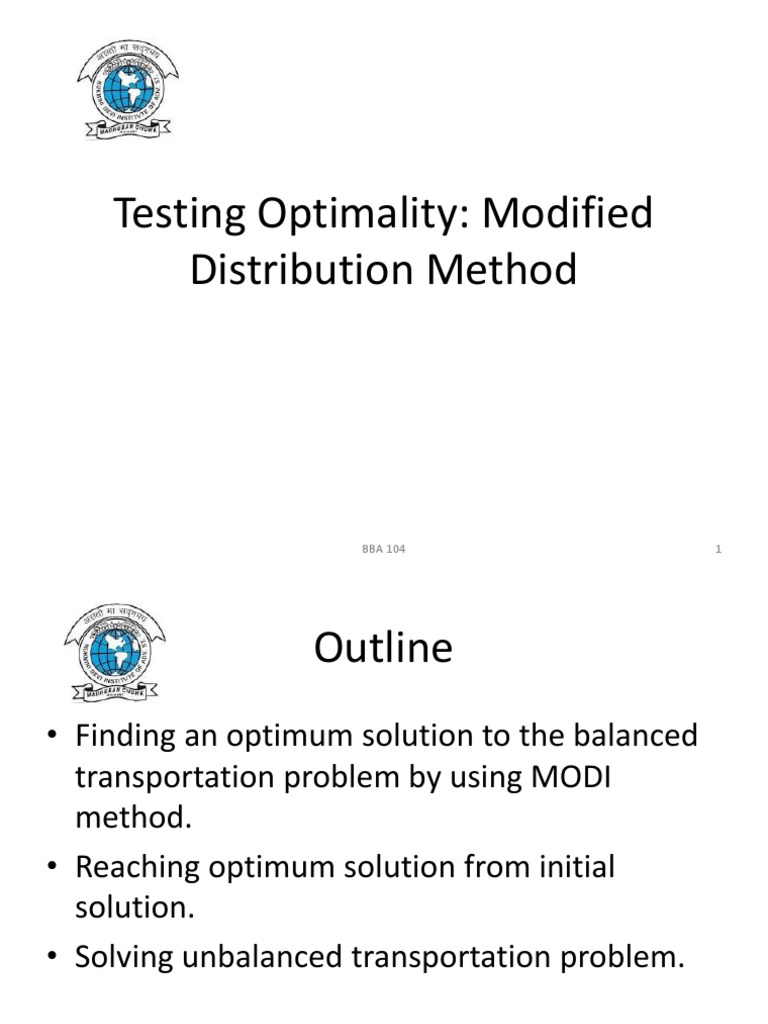 MODI Method for Transportation Optimality | PDF | Applied Mathematics ...