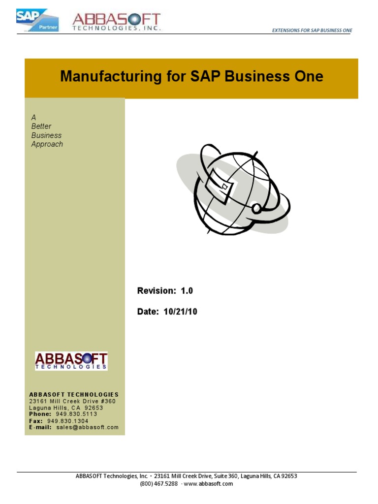 Manufacturing For SAP Business One | PDF | Software | Computing