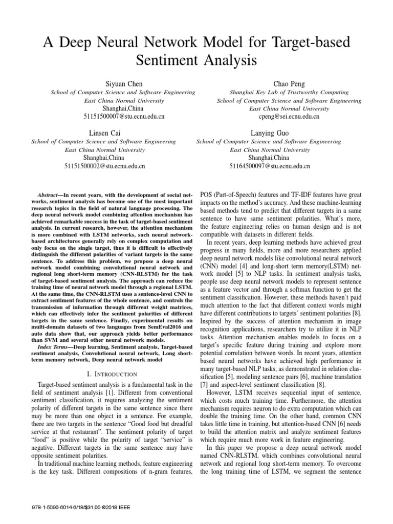 A Deep Neural Network Model For Target-Based Sentiment Analysis ...