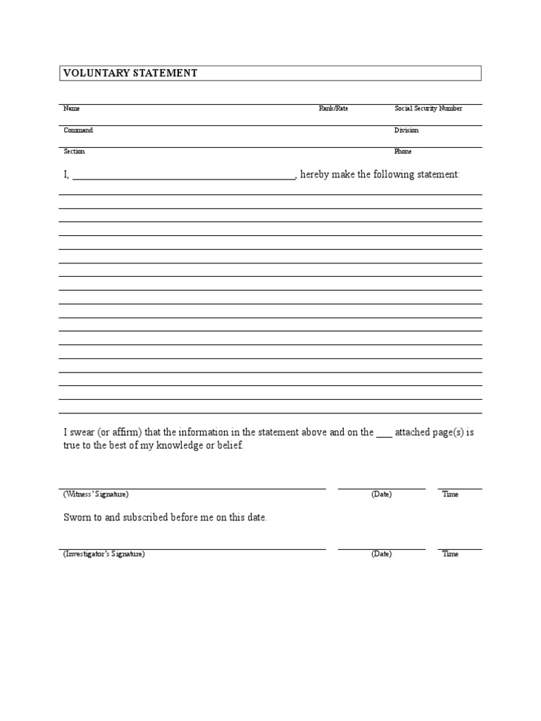 Voluntary Statement | PDF