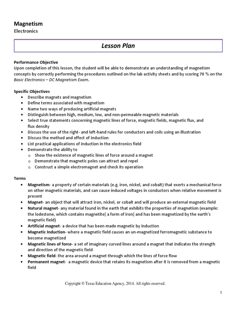Lesson Plan: Magnetism | Download Free PDF | Magnetic Field | Magnet