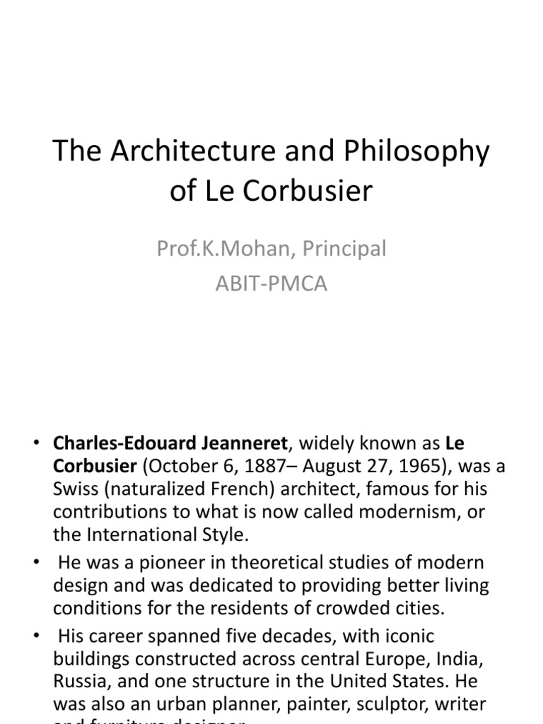 Corbusier - Architecture and Philosophy | PDF | Architectural Design ...