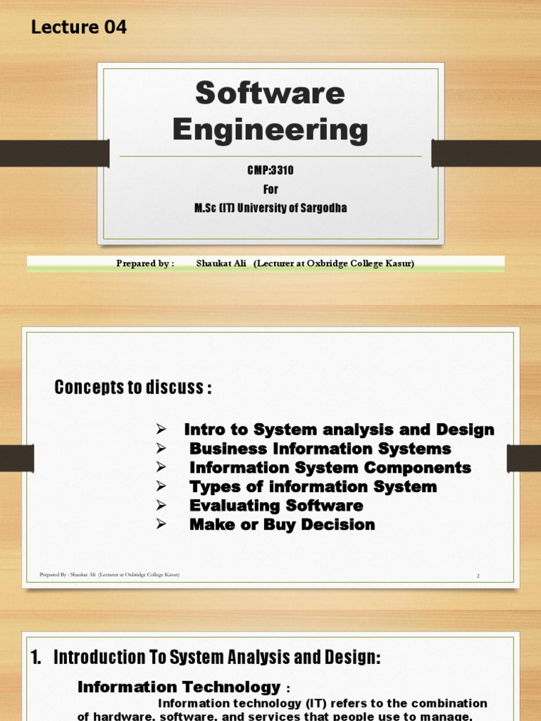 Software Engineering: CMP:3310 For M.SC (IT) University of Sargodha ...