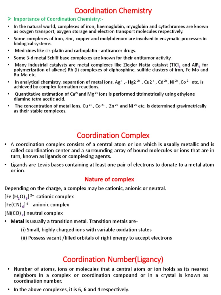 Coordination Chemistry | PDF | Coordination Complex | Ligand