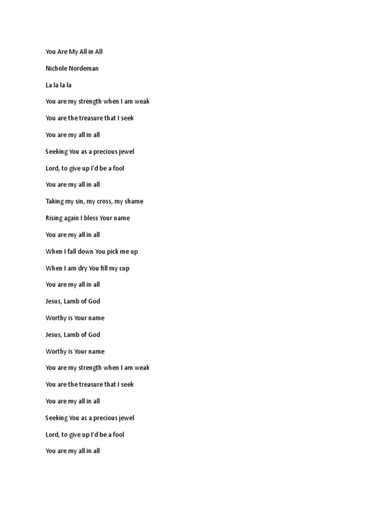 You Are My All in All Lyrics | PDF