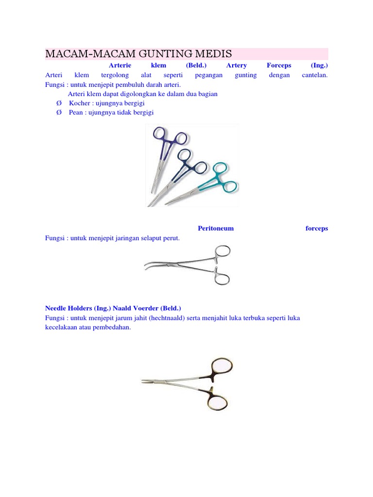 Jenis dan Fungsi Gunting Medis | PDF | Kajian Bahasa Asing | Griya & Taman