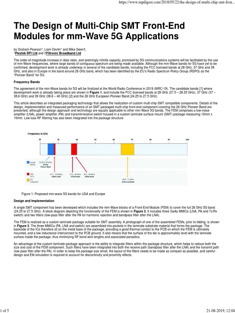 The Design of Multi Chip SMT Front End Modules For MM Wave 5g ...