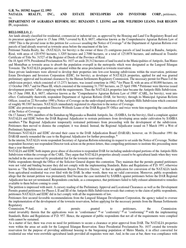 Agrarian Case Digest | PDF | Leasehold Estate | Lease