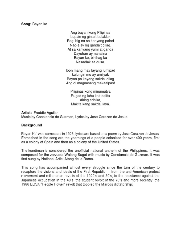 Bayan Ko Analysis | PDF