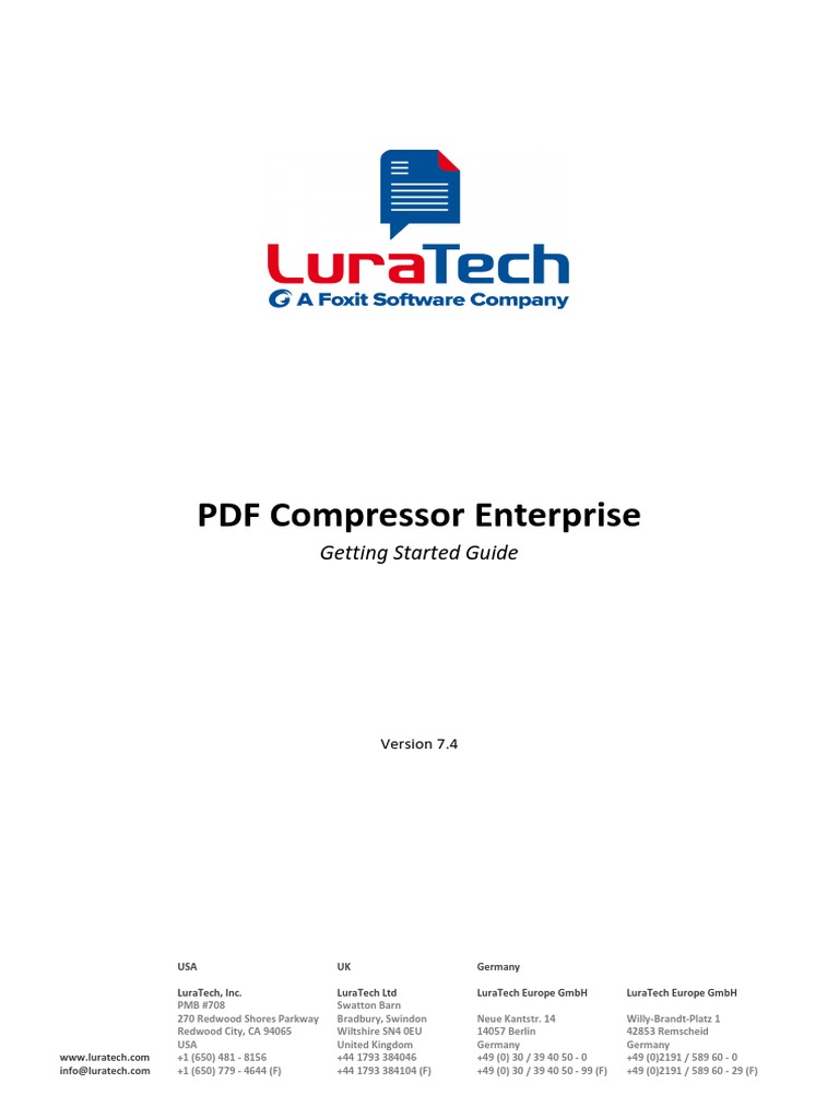 Luratech: PDF Compressor Enterprise | PDF | File Format | Optical ...