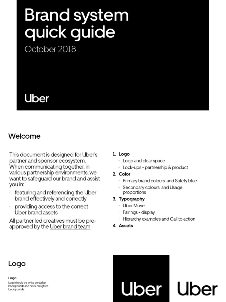 Uber BrandSystem QuickGuide | PDF | Rgb Color Model | Logos