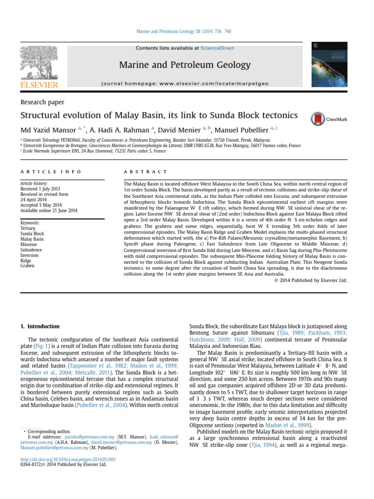Structural Evolution of Malay Basin, Its Link To Sunda Block Tectonics ...