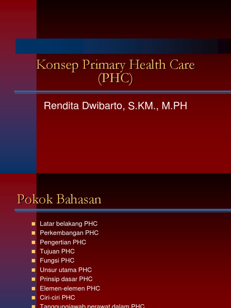 Konsep Primary Health Care (PHC) | PDF | Pengembangan Diri