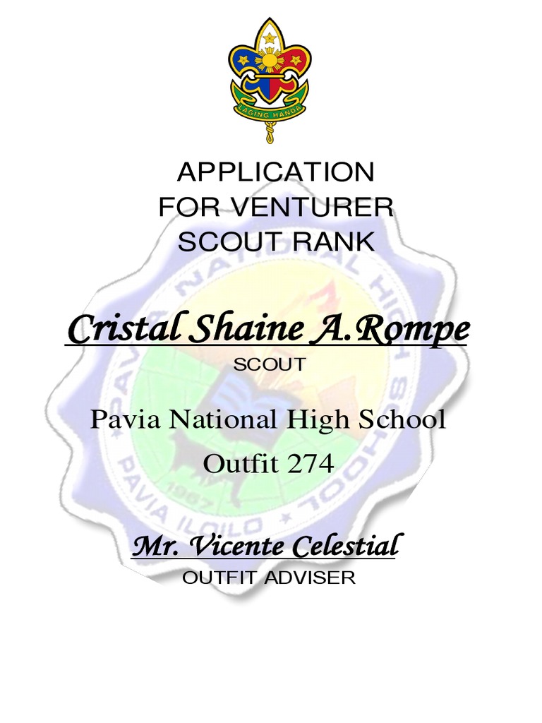 Application For Venturer Scout Rank: Cristal Shaine A.Rompe | PDF | Home & Garden