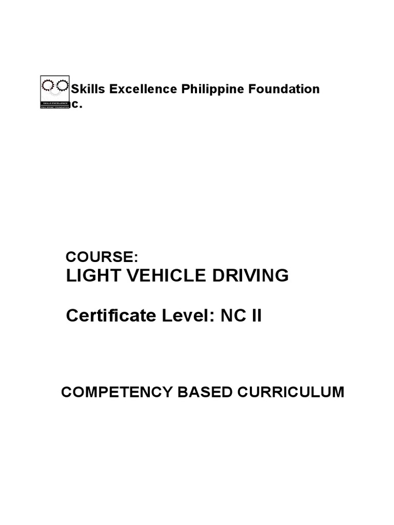 Competency Based Curriculum Driving | Download Free PDF | Occupational ...