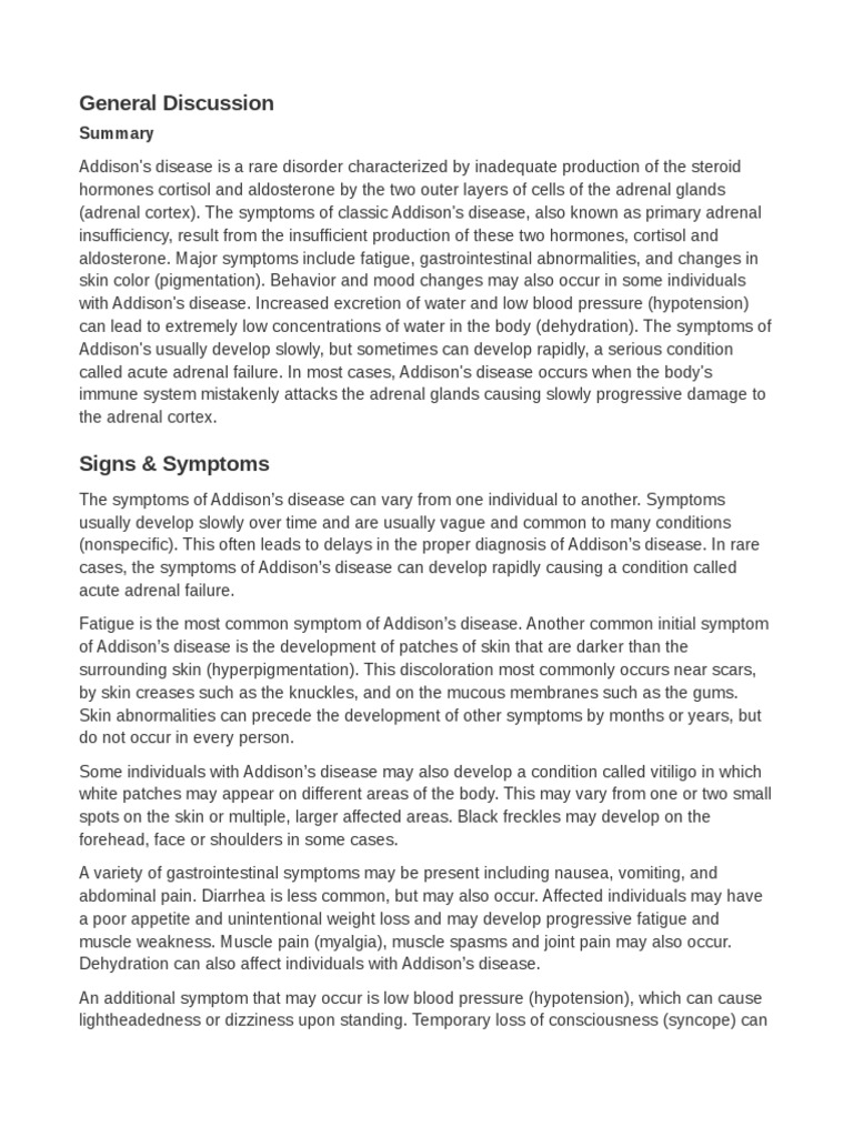 Addison's Disease | PDF | Adrenal Gland | Cortisol