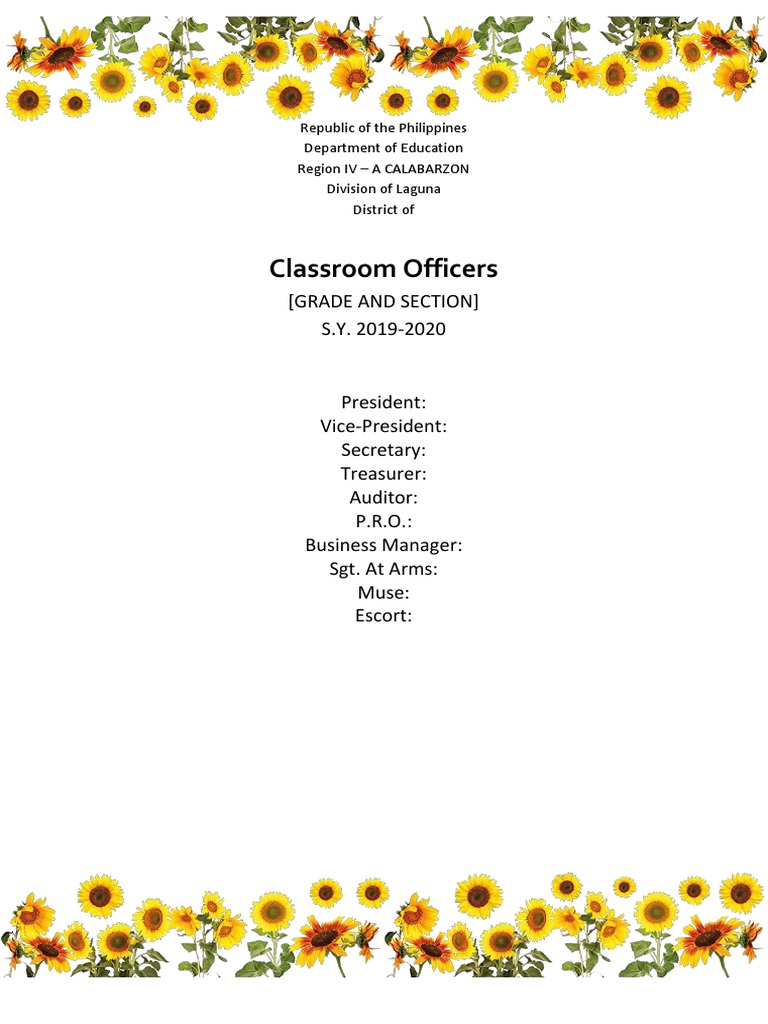 Classroom Officers Template 2019-2020 | PDF