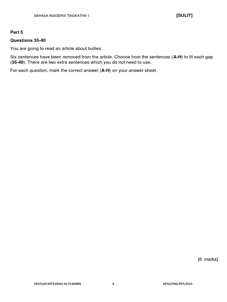 Form 1 (Paper 1) | PDF