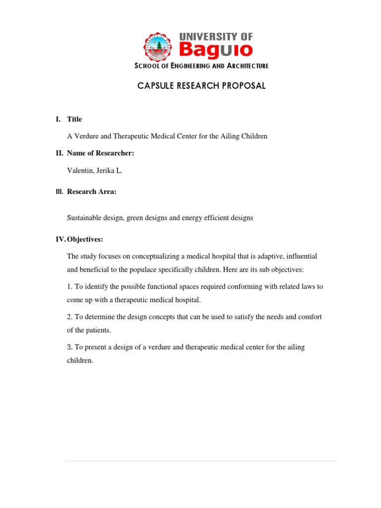Capsule Research Proposal: Chool of Ngineering and Rchitecture | PDF ...