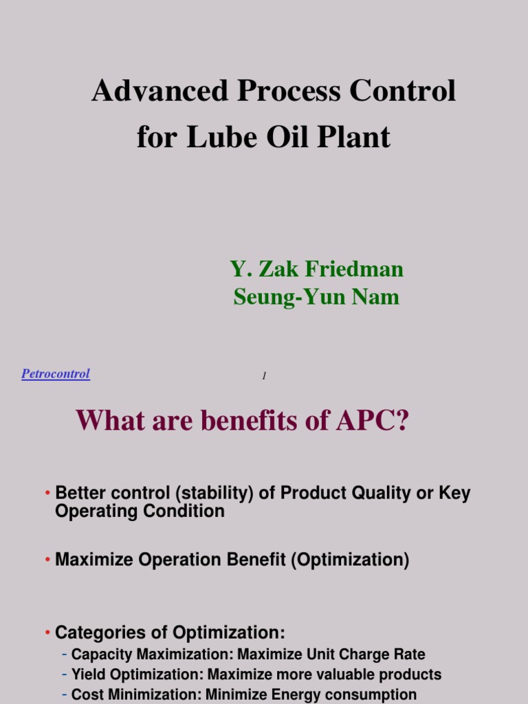 APC in Lube Processing | PDF | Cracking (Chemistry) | Oil Refinery