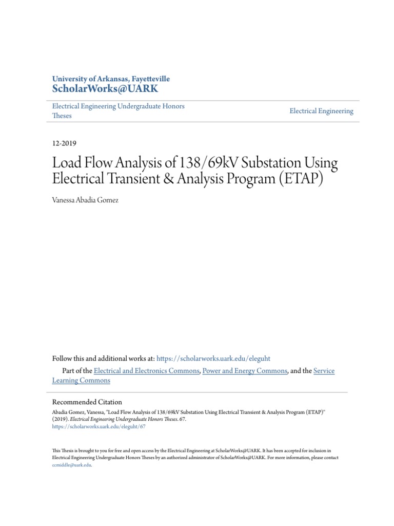 Load Flow Analysis of 138 69kV Substation Using ETAP | PDF | Capacitor ...