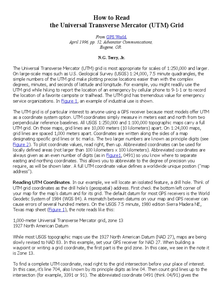 How To Read UTM | PDF | United States Geological Survey | Geomatics