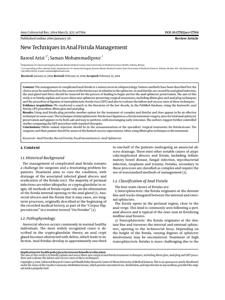 Anal Fistula New Technique | PDF | Surgery | Rectum