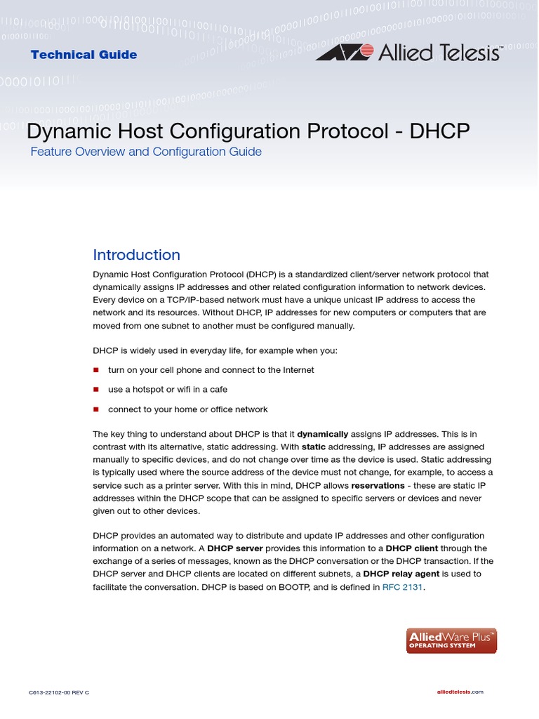 DHCP Feature Overview Guide | PDF | Ip Address | Internet Protocol Suite
