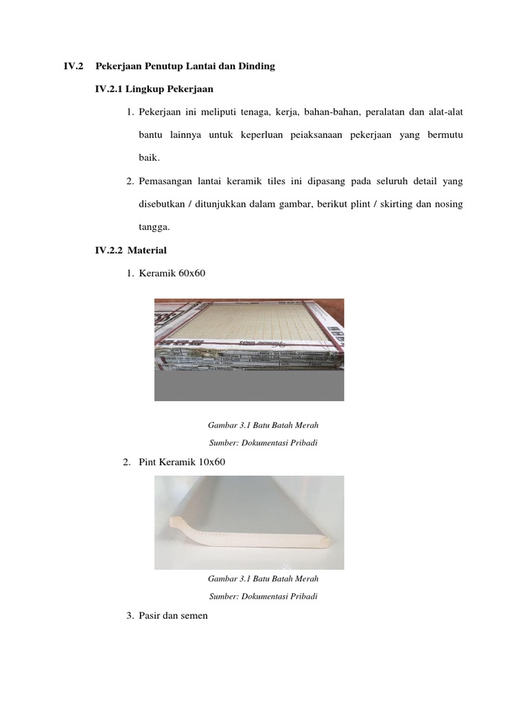 Pekerjaan Penutup Lantai Dan Dinding | PDF