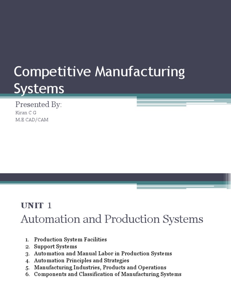 Competitive Manufacturing Systems Overview | PDF | Operations ...