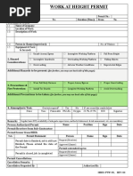 Working at Height Permit | PDF | Prevention | Safety