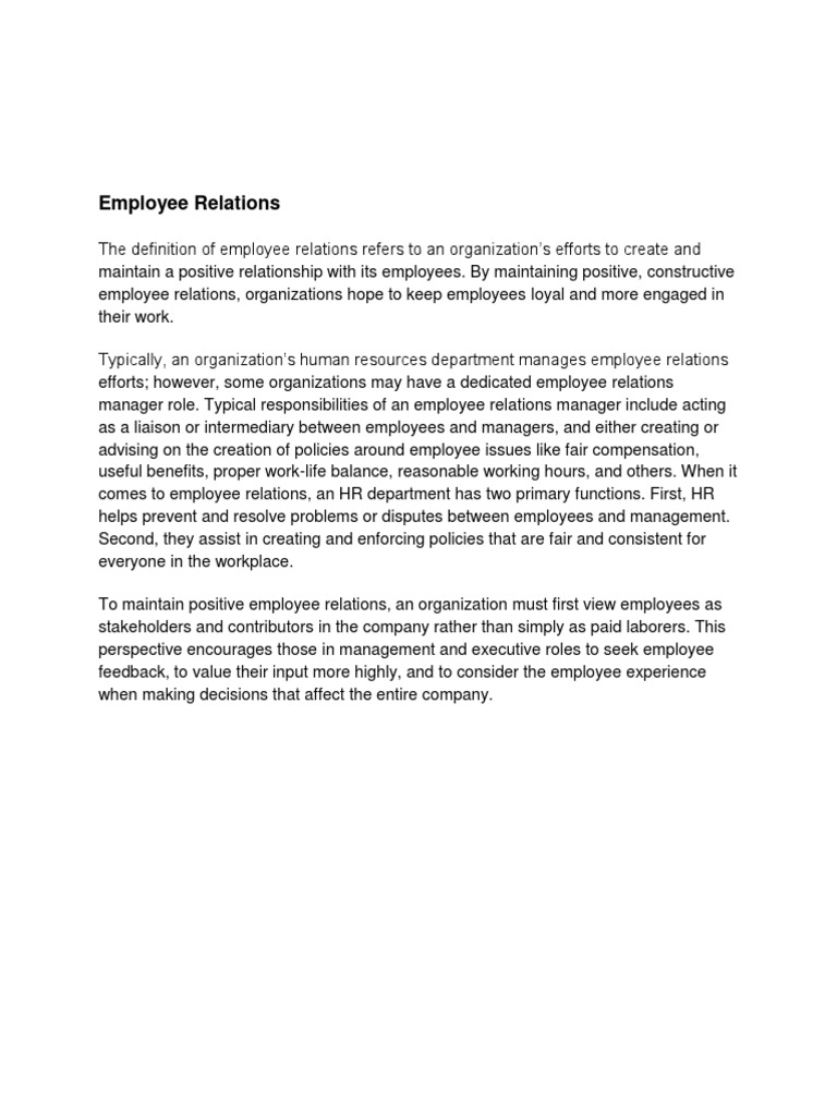 Employee Relations | PDF