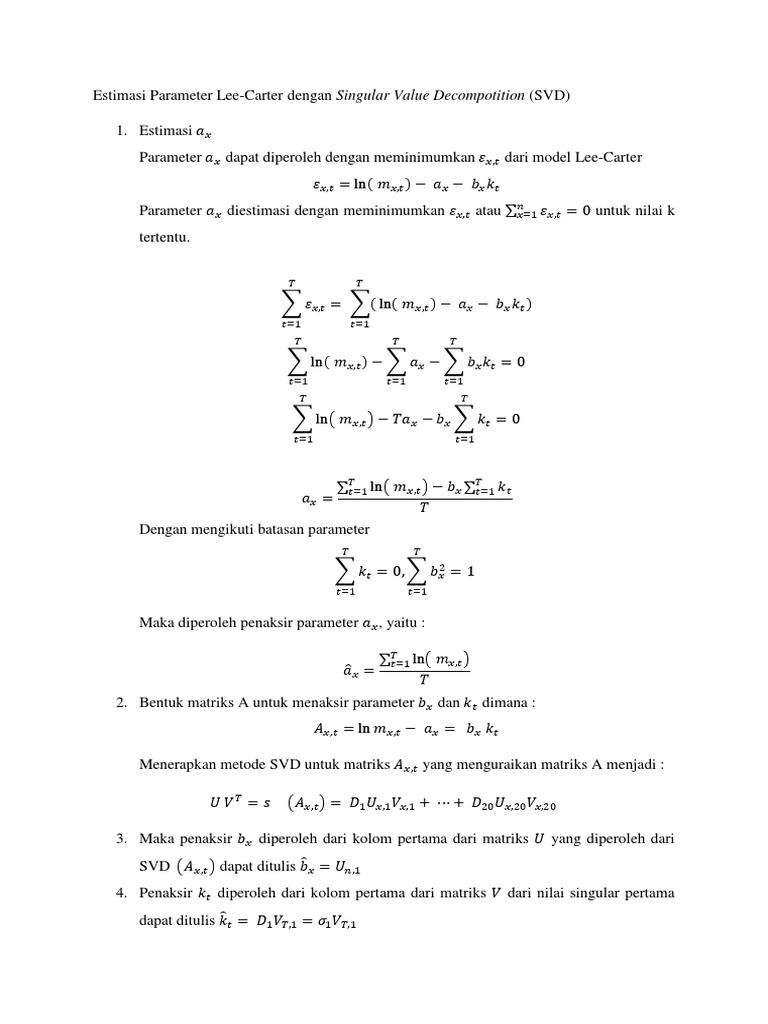 Estimasi Parameter Lee-Carter | PDF | Metode & Bahan Ajar | Sains ...